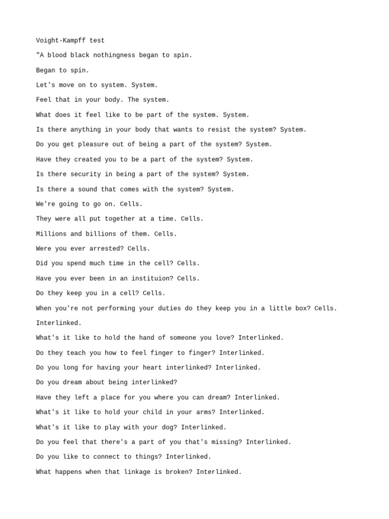 Voight-Kampff Test | PDF