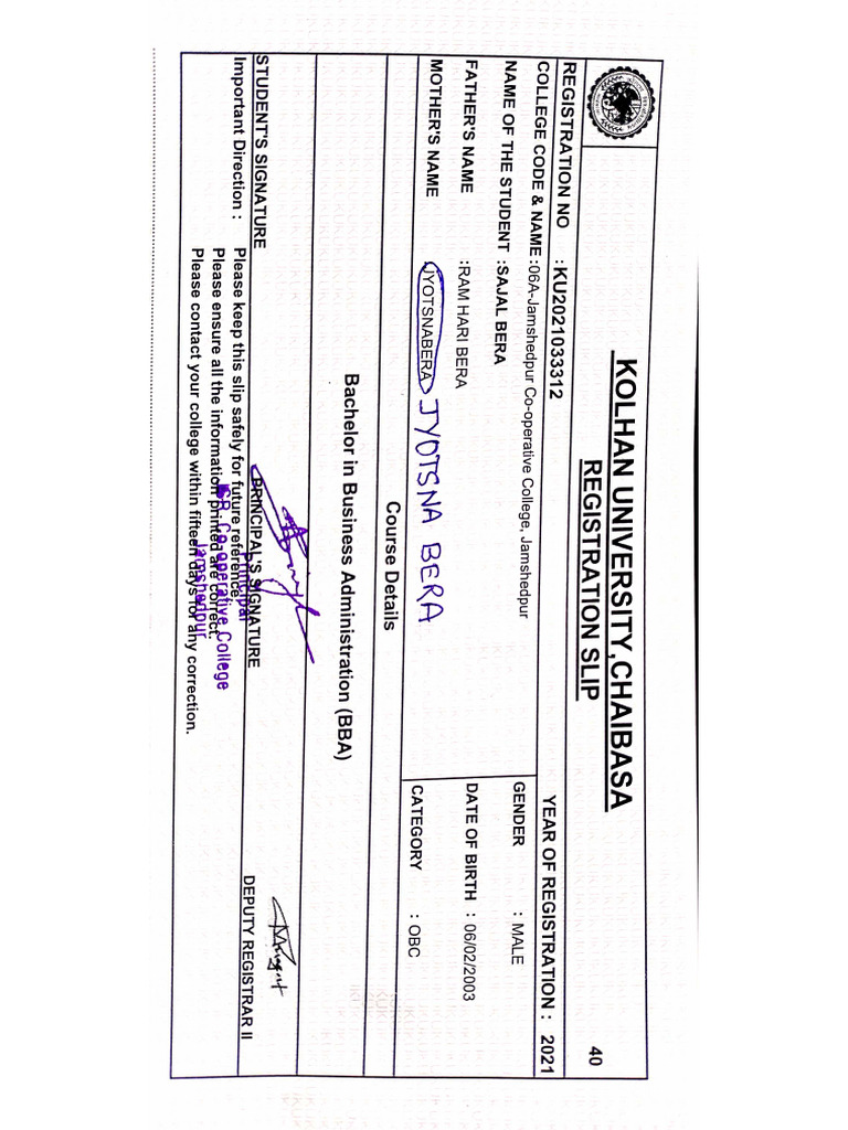 Registration Silp Edit | PDF