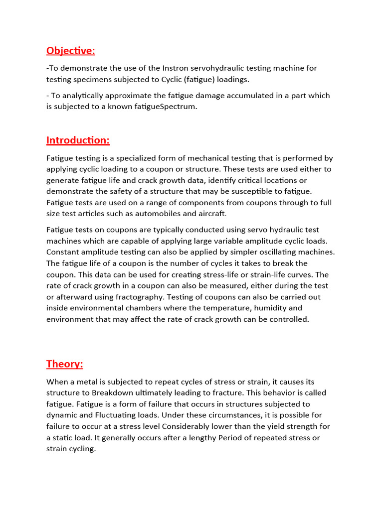 Fatigue Test | PDF | Fatigue (Material) | Fracture