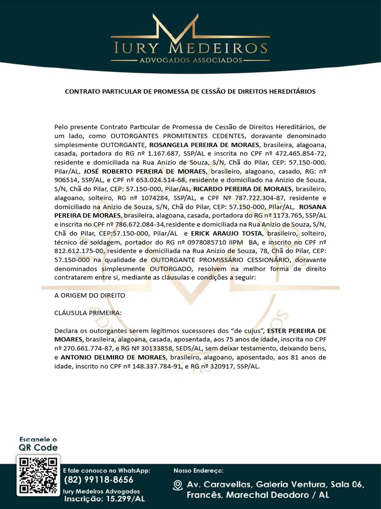 Contrato De Cessão Hereditario Pdf