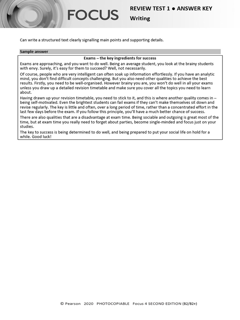 Focus4 2E Review Test 1 Units1 2 Writing ANSWERS | PDF | Cognitive ...