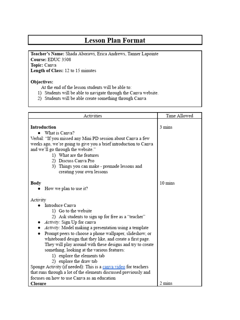 Technology Integration - Micro Teach Lesson Plan | PDF