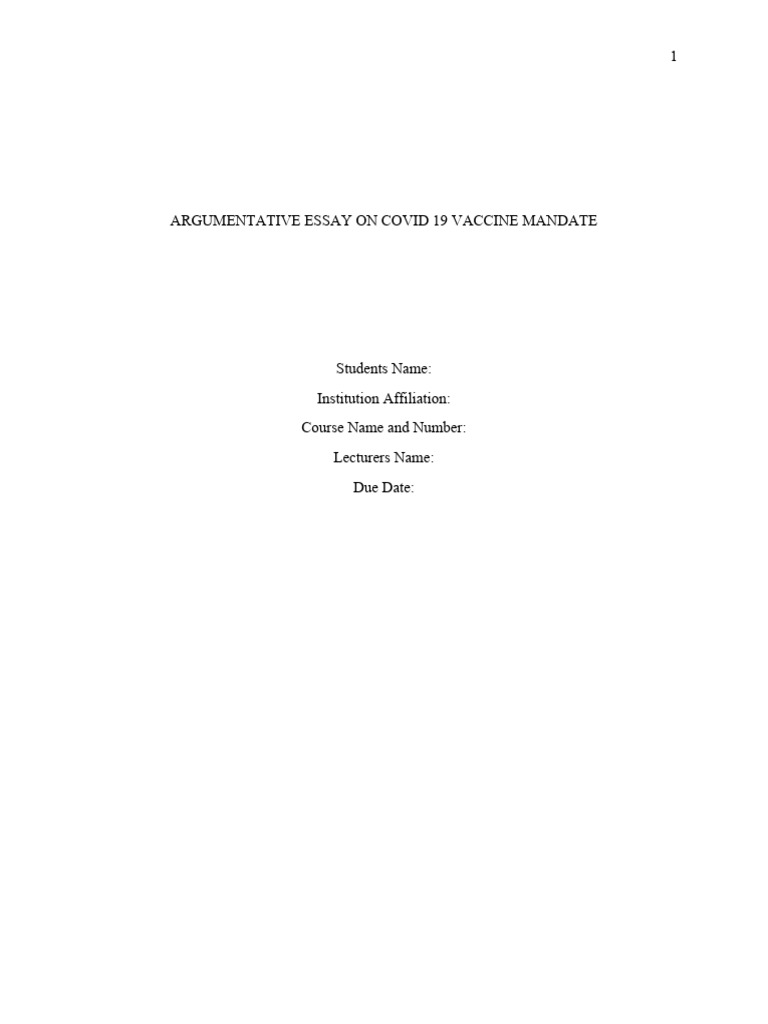 Argumentative Essay On Covid 19 Vaccine Mandate | PDF | Public Health ...