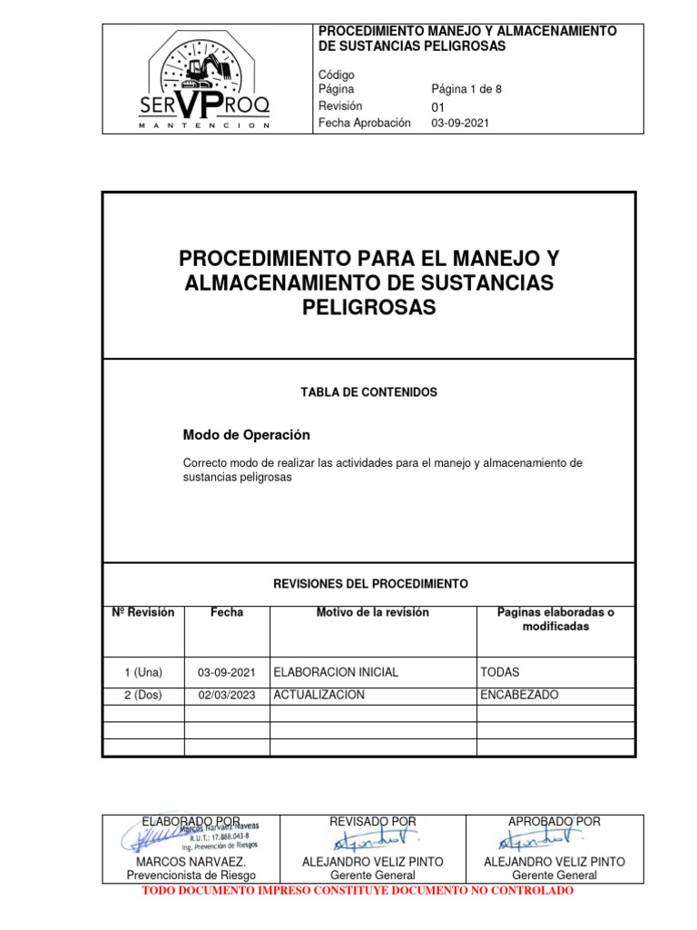Procedimiento para Manejo de Sustancias | PDF