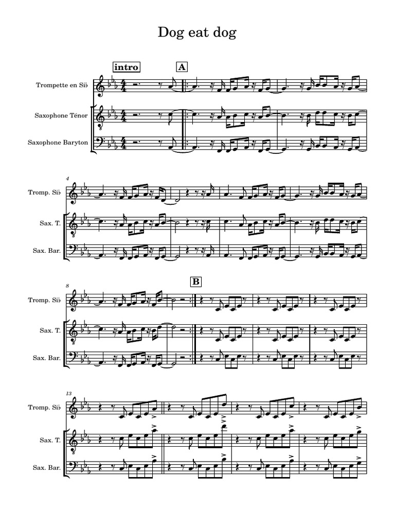 Dog Eat Dog Conducteur Et Parties | PDF | Saxophone | Woodwind Instruments