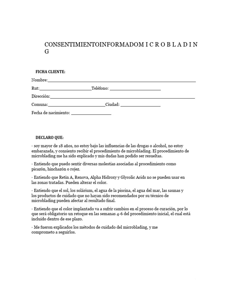 Consentimiento Informado Phibrows | PDF | Medicina CLINICA | Especialidades Medicas