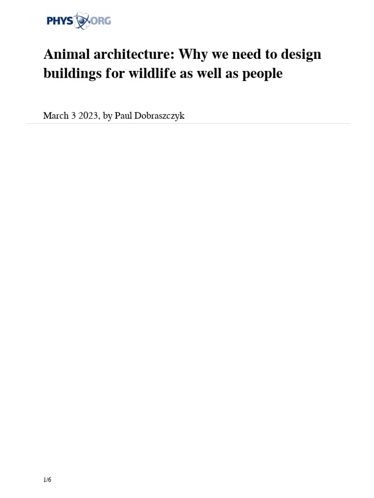 Animal Architecture Wildlife People | PDF