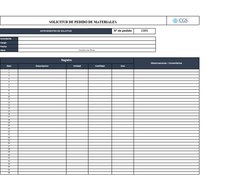 001 - SOLPED Formato | PDF