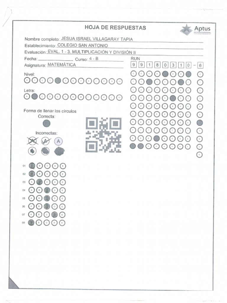 Hoja de Respuestas 4B 1 | PDF