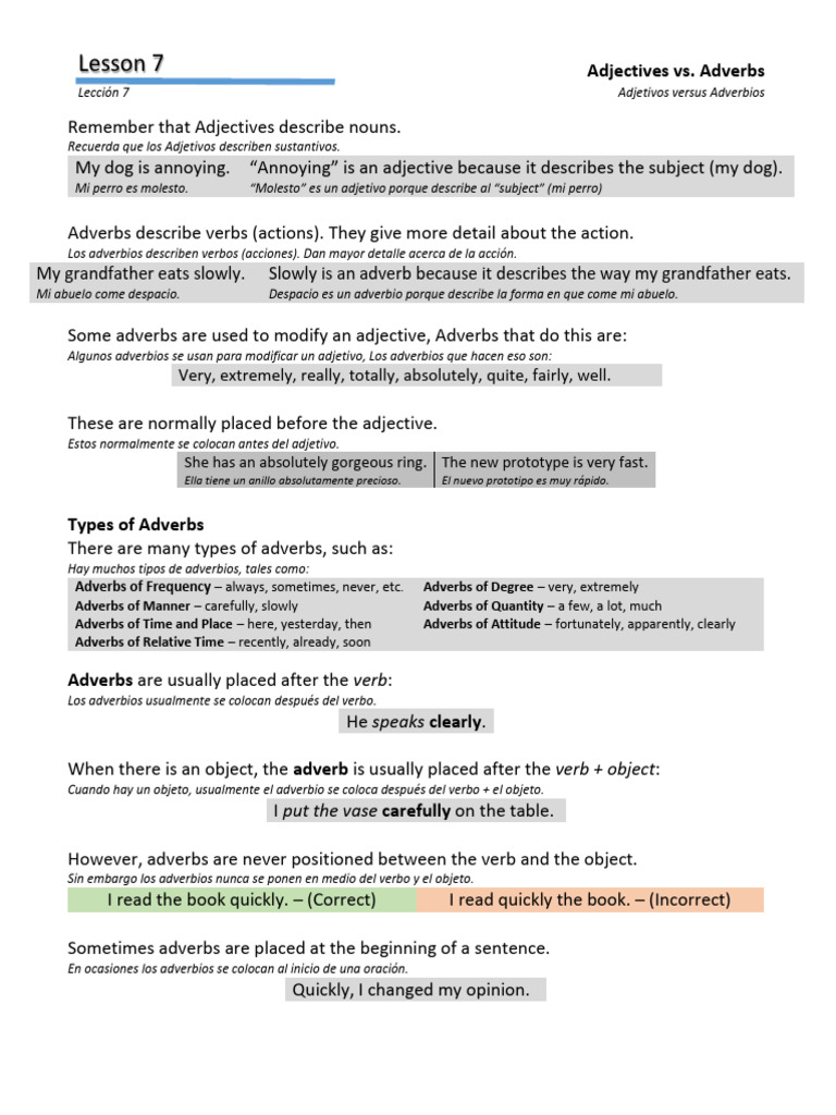 Act-07-Adjectives Vs Adverbs | PDF | Adverb | Adjective