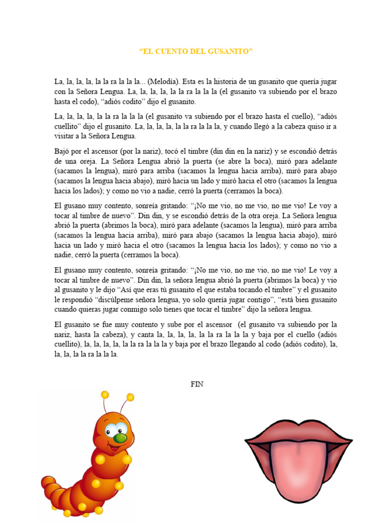 El gusanito y la señora lengua | PDF | Artes del Lenguaje y ...
