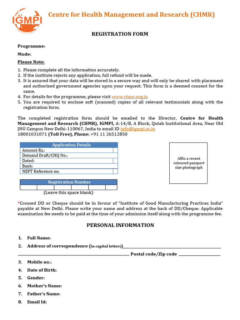 CHMR Application Form | Download Free PDF | Academic Degree | Cheque