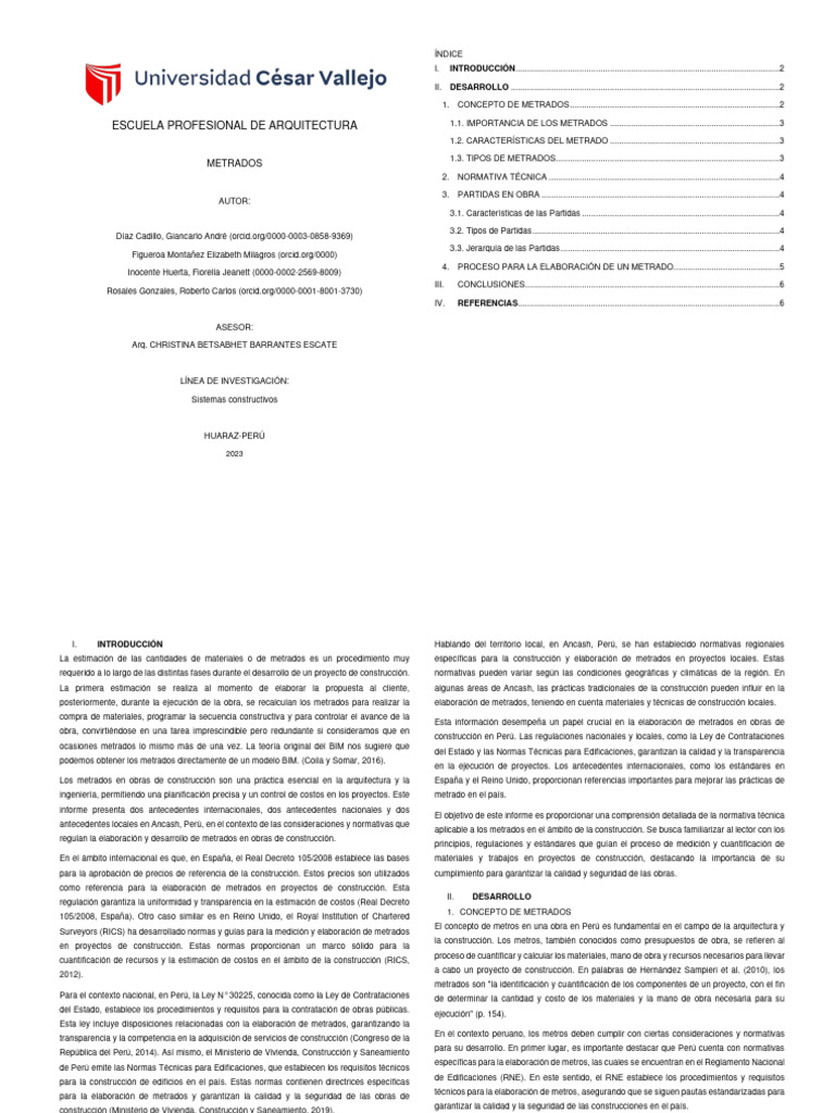 Informe a3 metrados | PDF | Presupuesto | Planificación