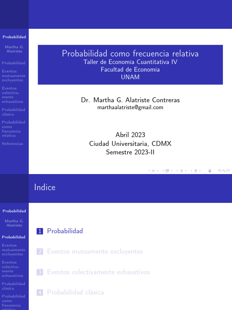 Probabilidad Como Frecuencia Relativa. TEC IV. UNAM | PDF ...