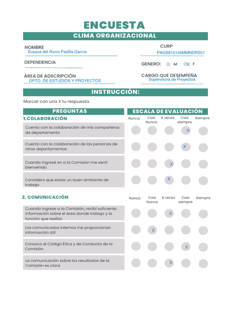 Encuesta Clima Organizacional | PDF Encuesta Clima Organizacional | PDF