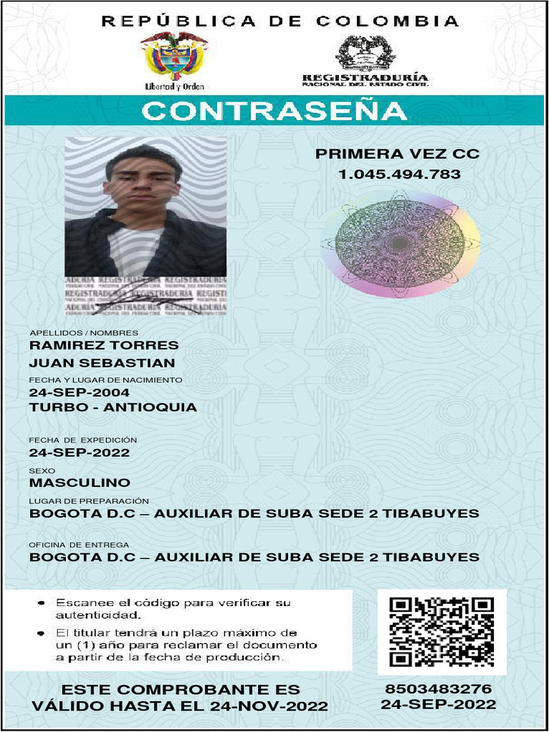 Comprobante de Contraseña de Cédula | PDF