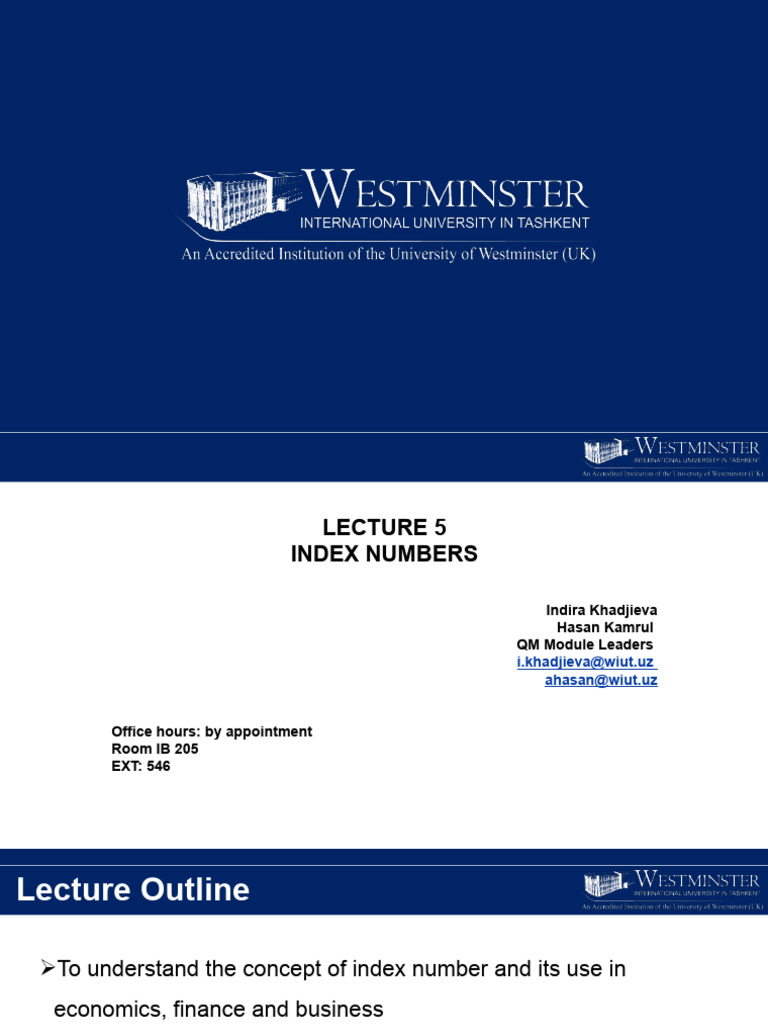 Lecture 5 Index Numbers | PDF | Index (Economics) | Consumer Price Index