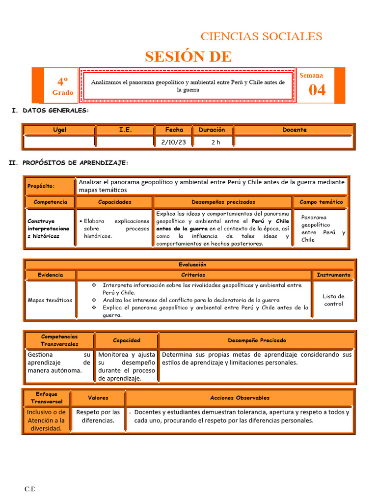 4° Sesión de Aprendizaje Sesión 7-Sem.4-Exp.6-Ciencias Sociales | PDF