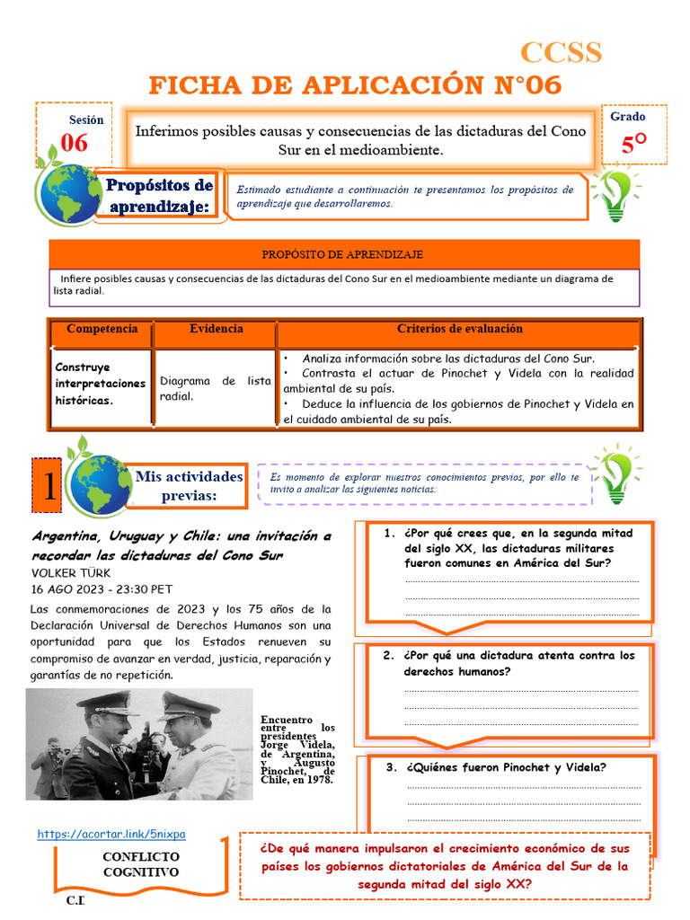5° Ficha de Aplicación-Sesión6-Sem.3-Exp.6 - CCSS | PDF