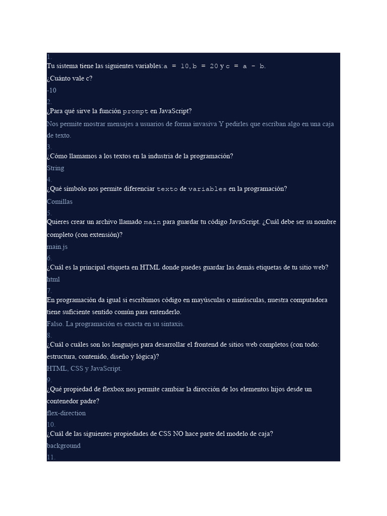 Examen Nivel Basico Programacion Pdf Script Java Html 