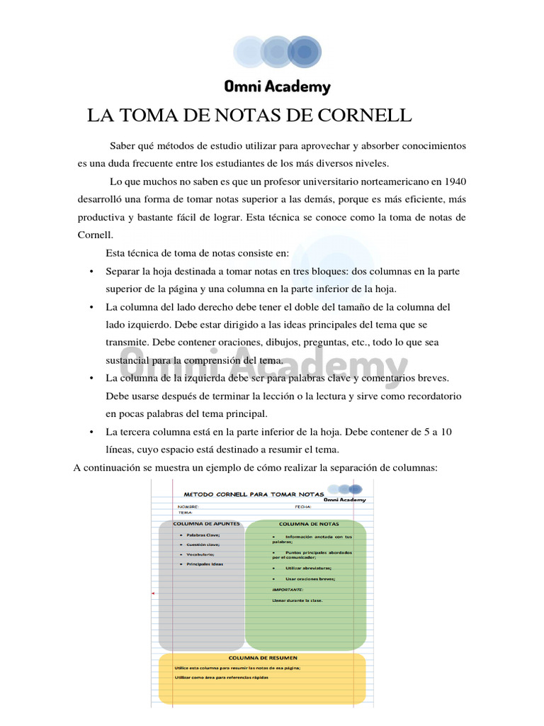 Método Cornell para Estudiantes | PDF