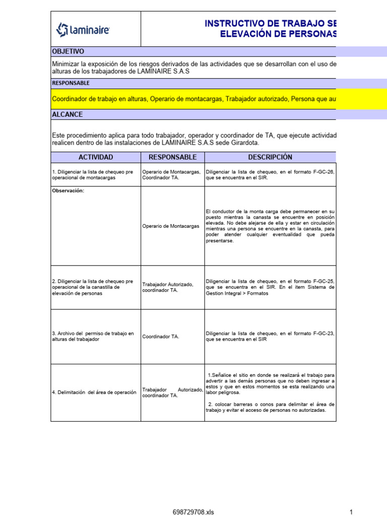 Instructivo Trabajo en Alturas | PDF | Máquina elevadora
