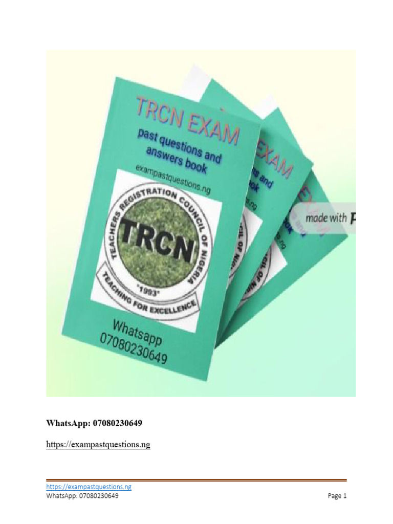 TRCN Pqe Exam Past Questions and Answers | PDF