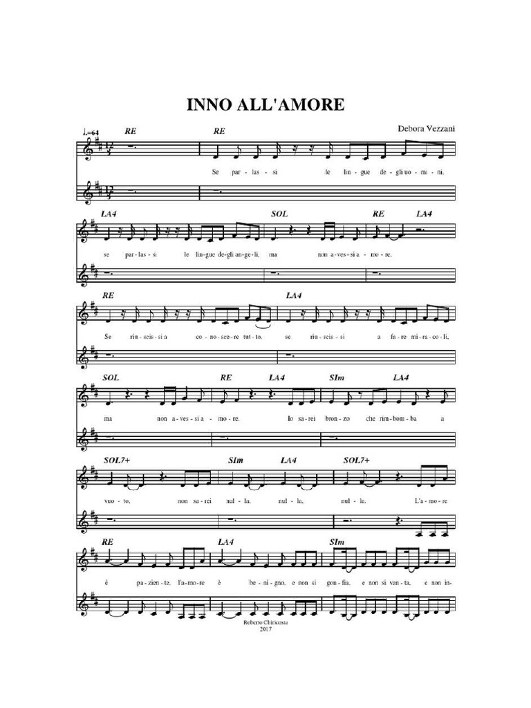 INNO ALL'AMORE DEBORA VEZZANI Spartito | PDF