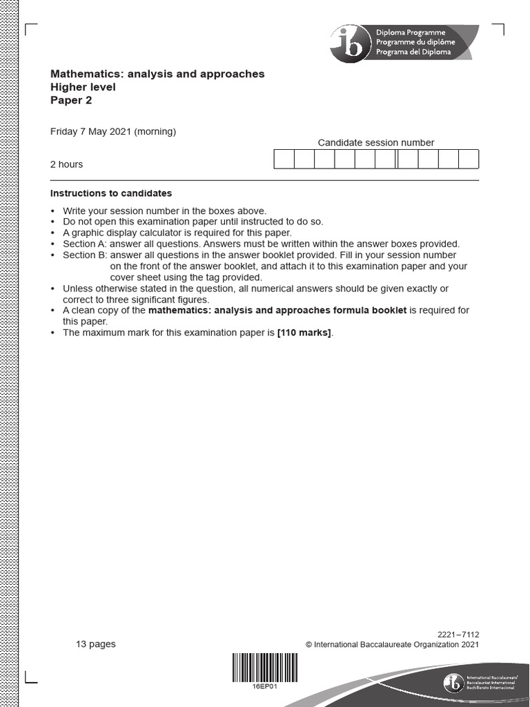 Analysis and Approaches Higher May 2021 Paper 2 TZ2 | PDF ...