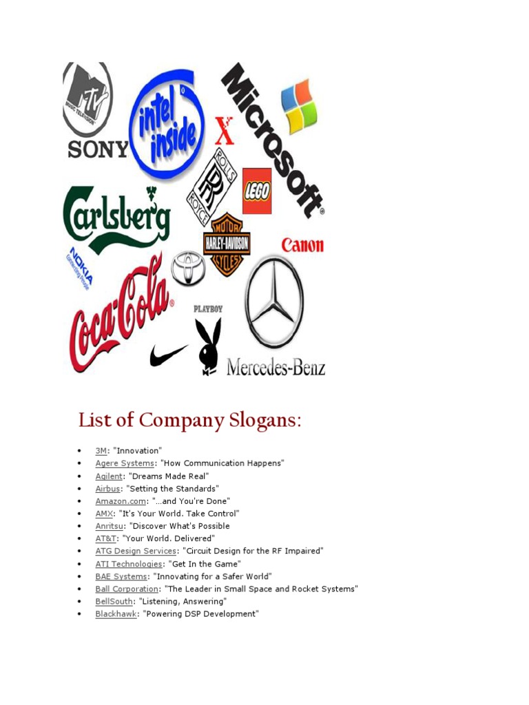 Company Slogans And Logo