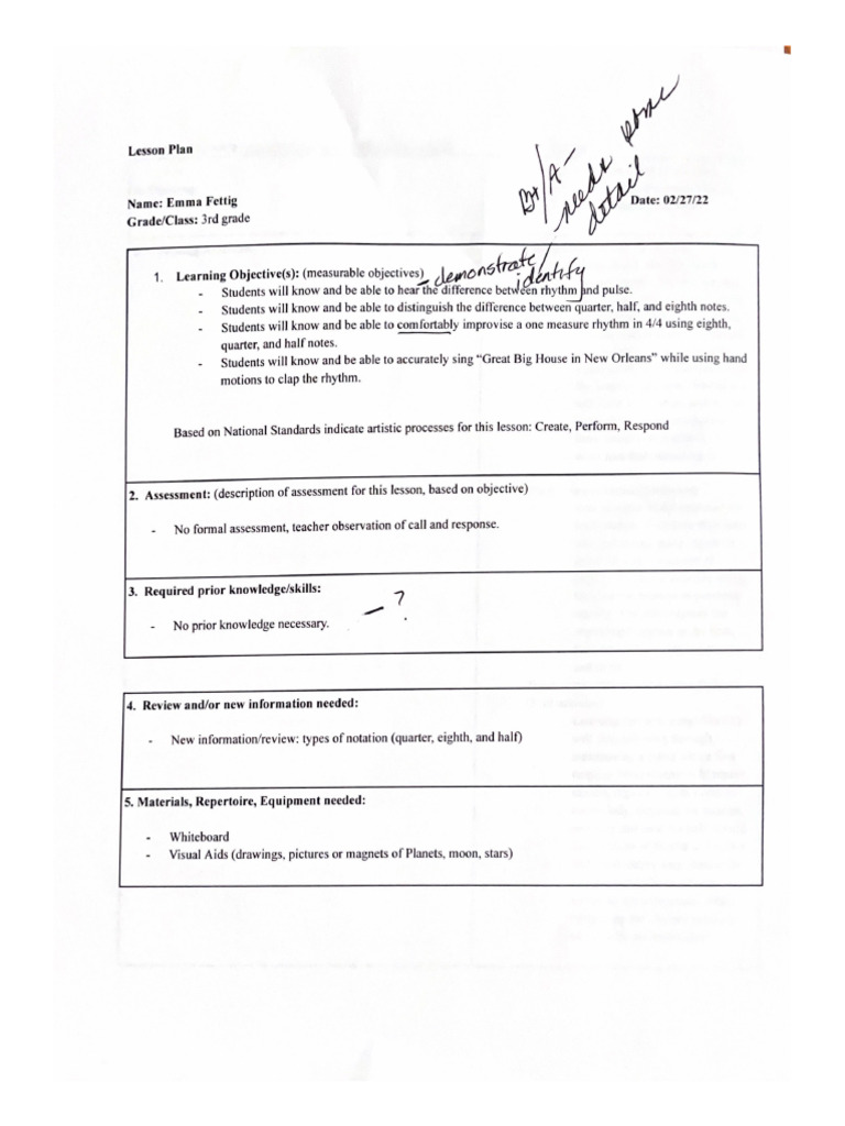 rote song lesson plan | PDF
