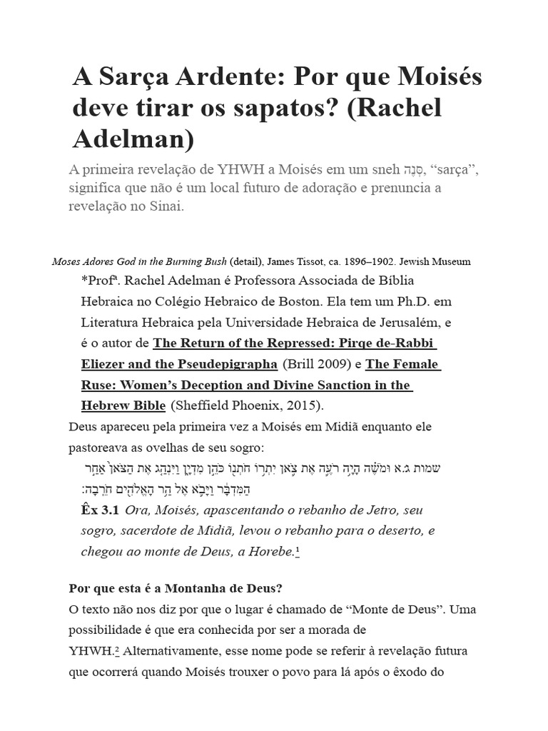 A Sarça Ardente - Rachel Adelman | PDF | Livro do Êxodo | Josué
