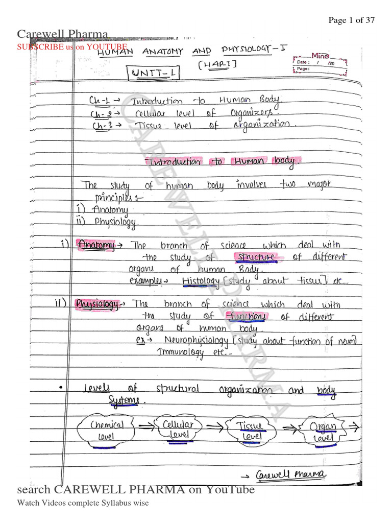 Unit-1, HAP-1, 1st Sem, PCI, Carewell Pharma | PDF