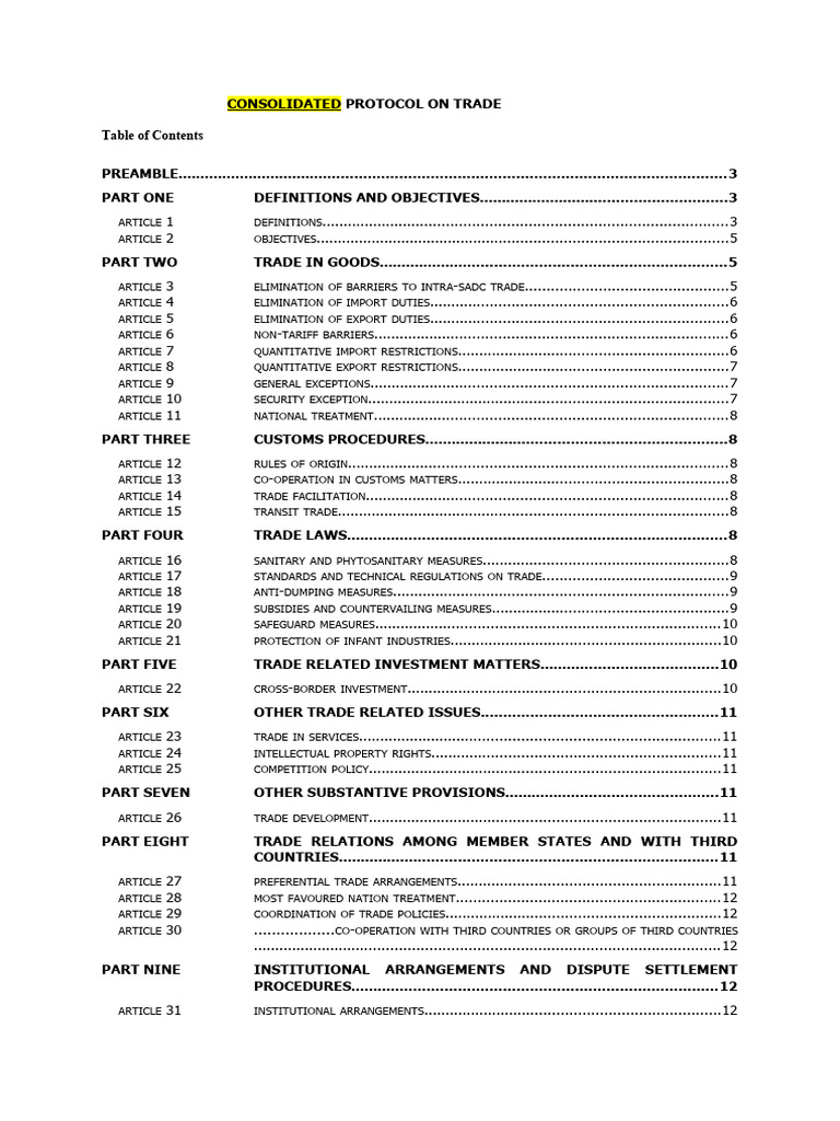 Trade Protocol-Annex Vi | PDF | Non Tariff Barriers To Trade | Treaty