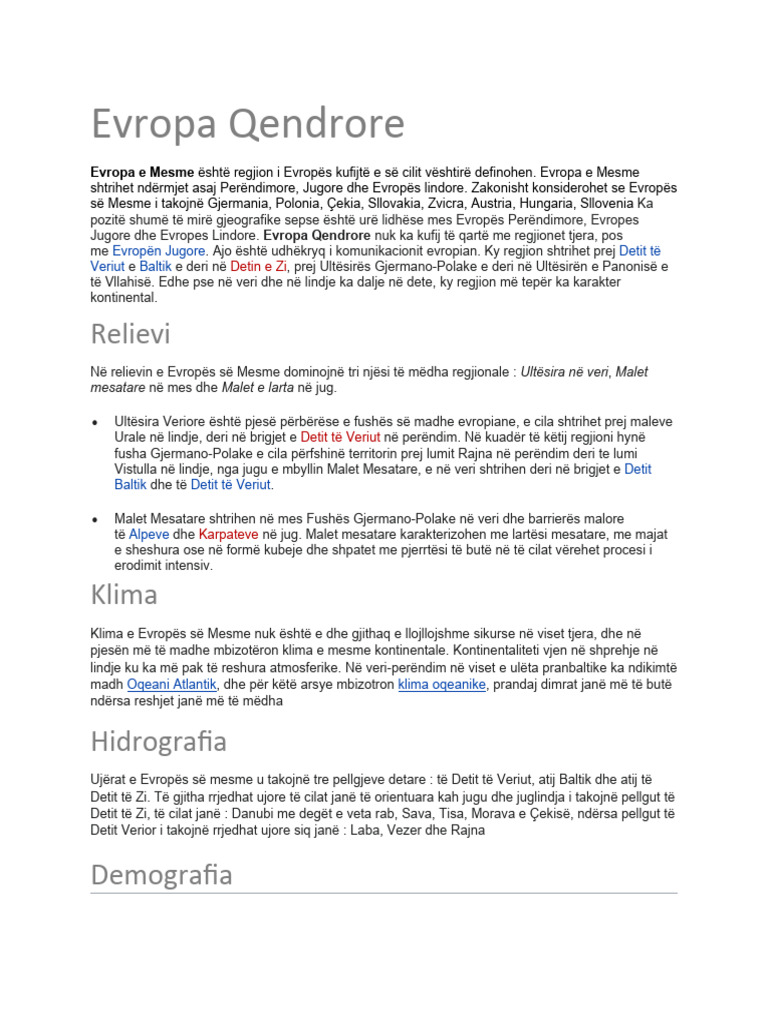 Evropa Qendrore | PDF