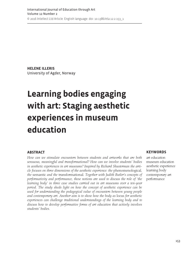 Learning Bodies Engaging With Art: Staging Aesthetic Experiences in ...