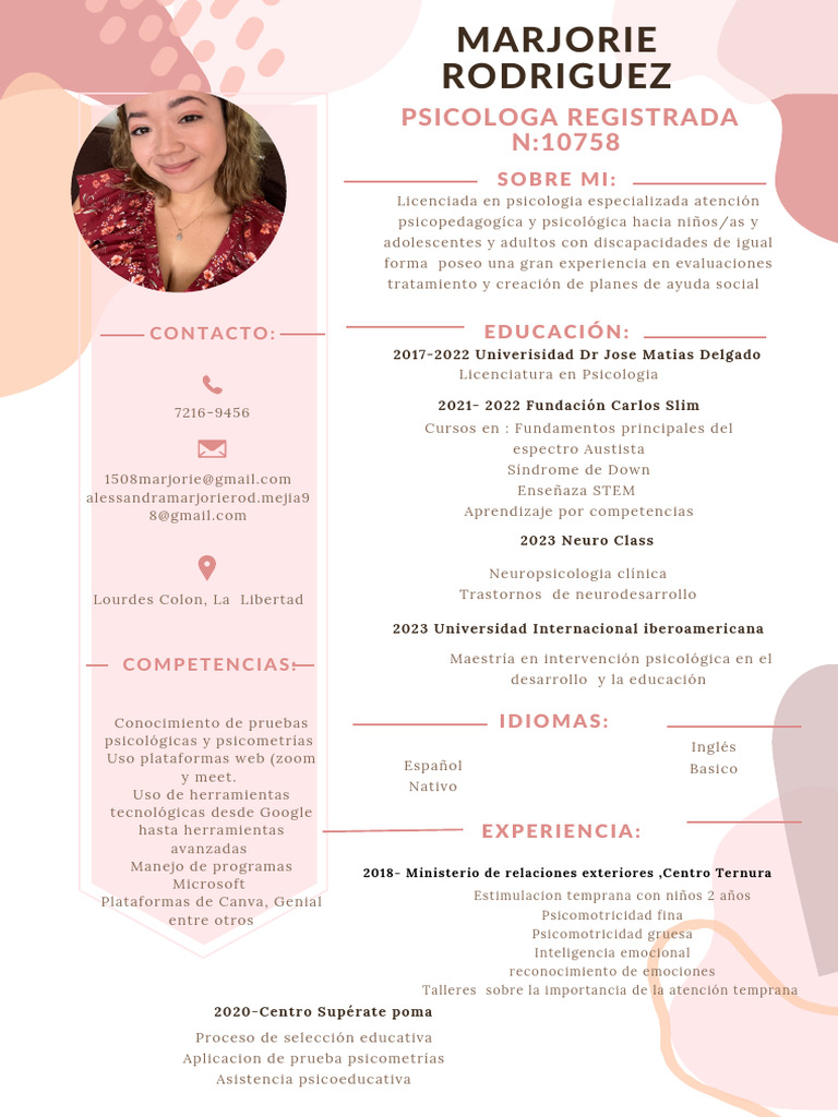 Curriculum 202306 Marjorie a Rodriguez. 2023 | PDF | Sicología | Las ...