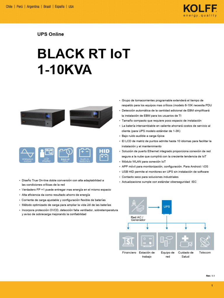 Ficha Técnica Ups Black RT Iot 1-10kva Esp - 1.1 | PDF | Internet de las Cosas | Computación en ...