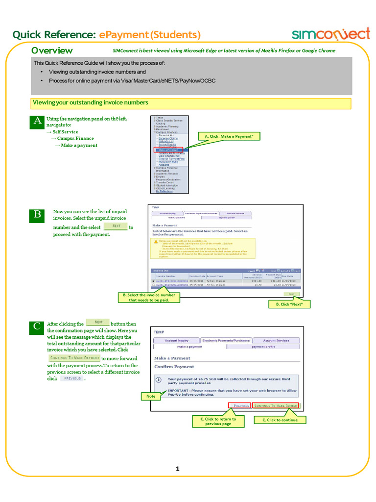 QRG EPayments For Students 040321 | PDF