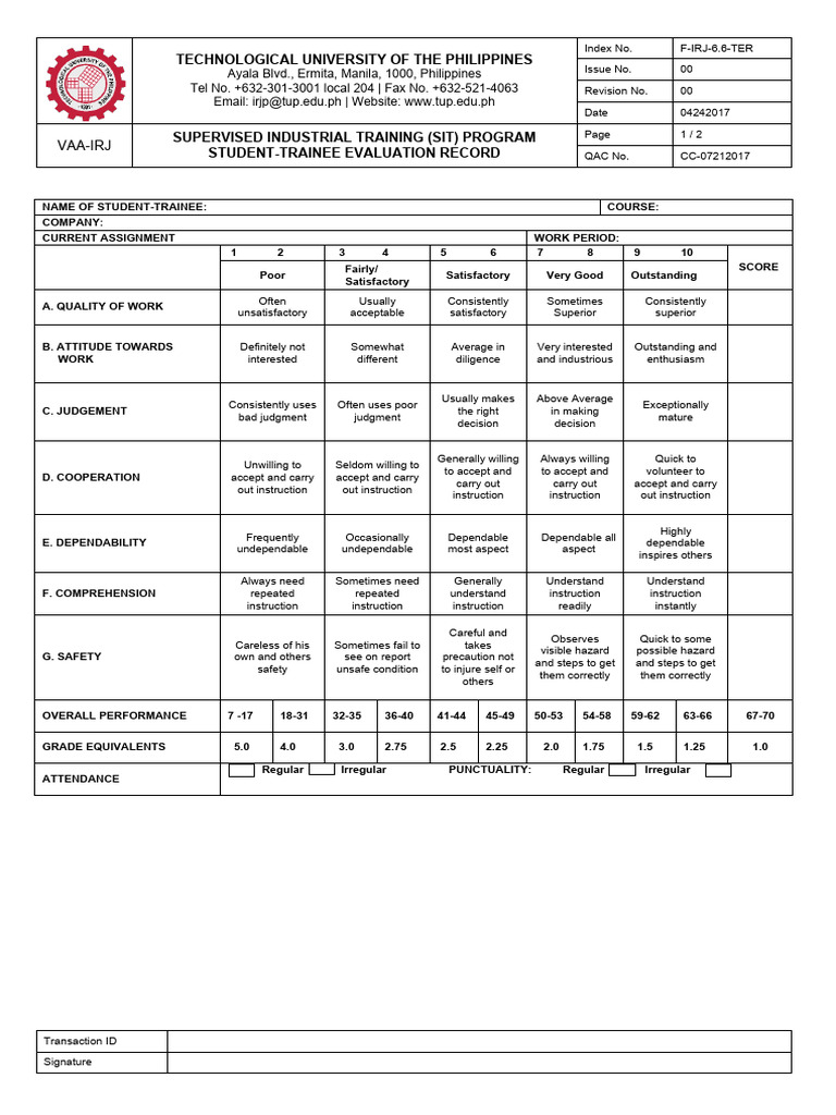 Trainee Evaluation | PDF