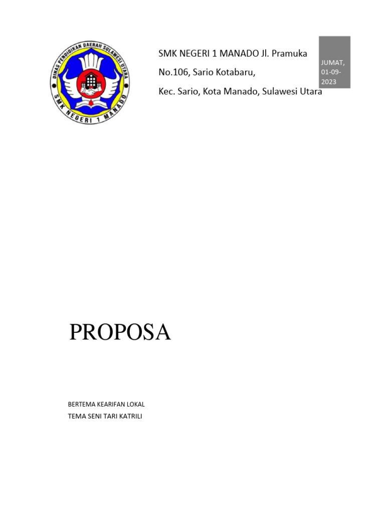 Proposal Tari Katrili SMK Negeri 1 Manado | PDF
