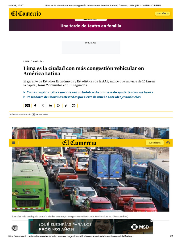 Congestion Vehicular en Lima | Descargar gratis PDF | Lima | La ...