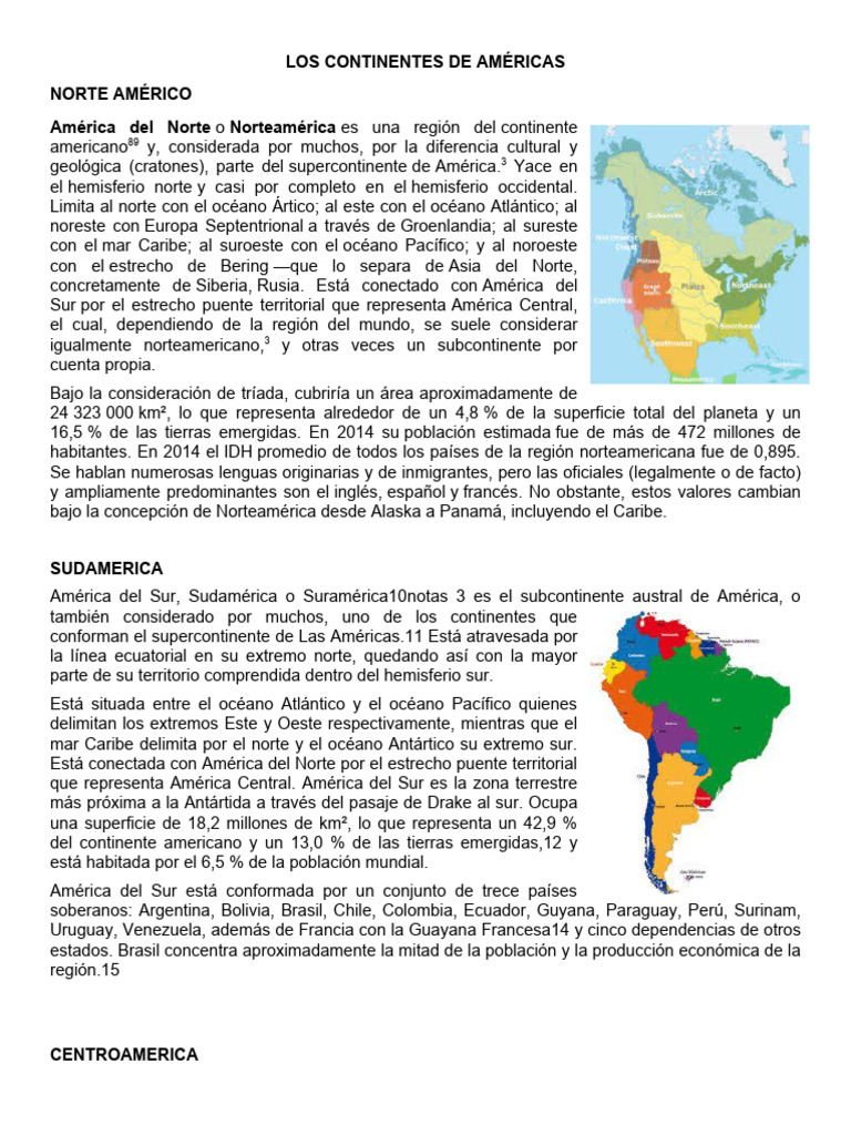 Los Continentes de Américas | PDF | América del Norte | Américas