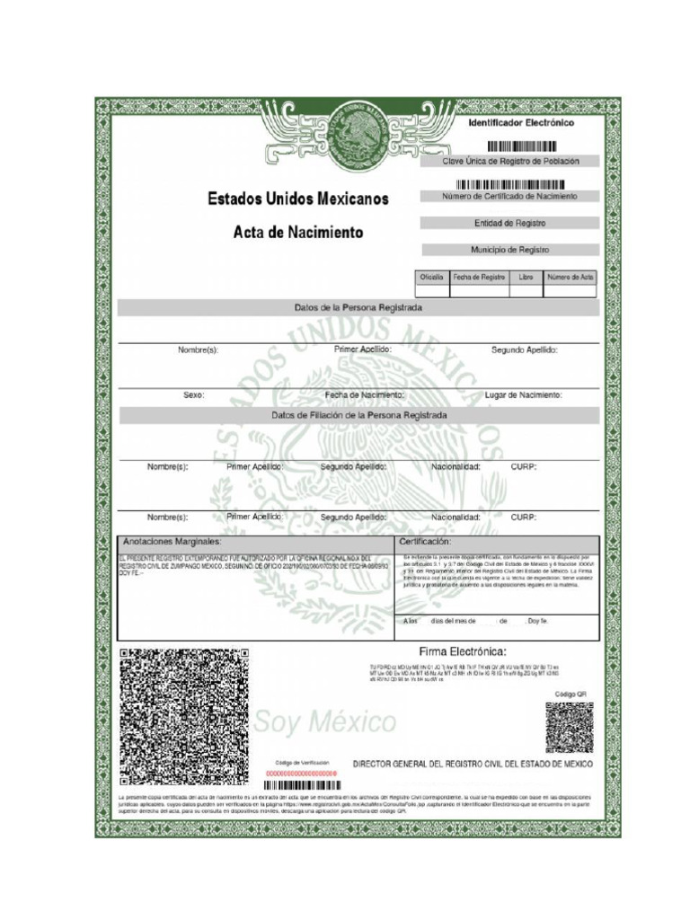 Acta de Nacimiento | PDF