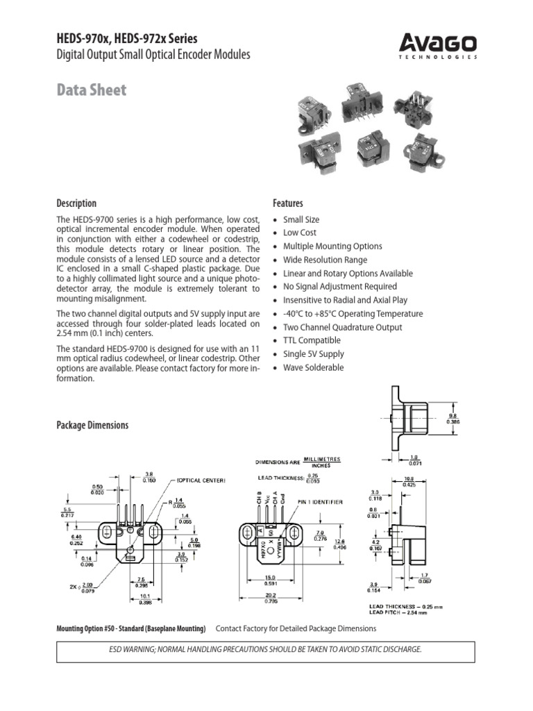 Data Sheet: Digital Output Small Optical Encoder Modules | Download ...