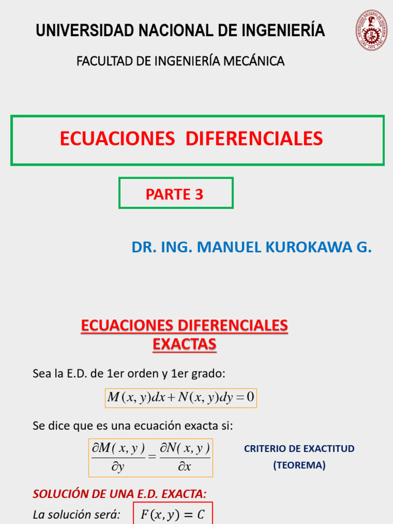 Ecuaciones Diferenciales Exactas | PDF | Objetos matemáticos | Análisis matemático