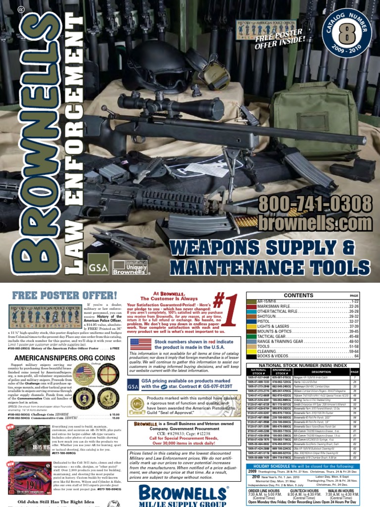 Brownells Law Enforcement Catalog Weapons Supply and Maintenance Tools ...