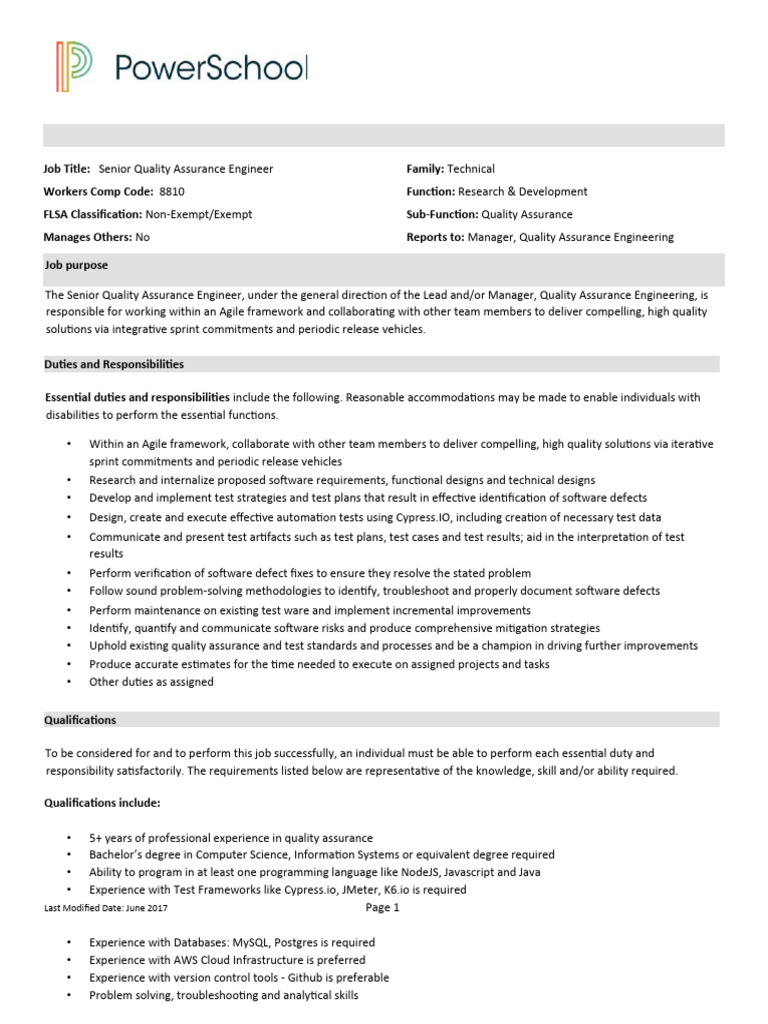 Senior Quality Assurance Engineer | PDF | Agile Software Development | Quality Assurance