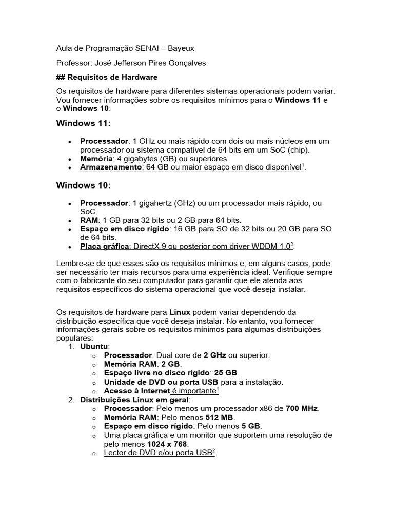 Apostila Aula Programação Senai Pdf Microprocessador Memória De Acesso Aleatório Ram