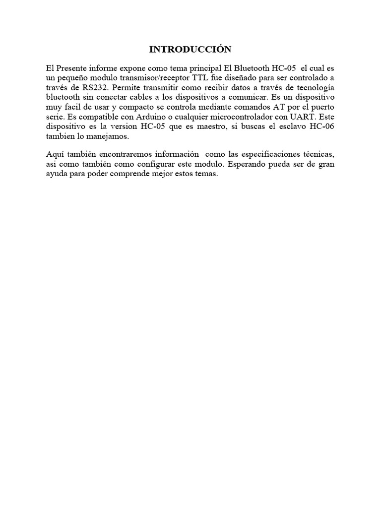 El Módulo Bluetooth Hc 05 Pdf Bluetooth Industrias De Servicio